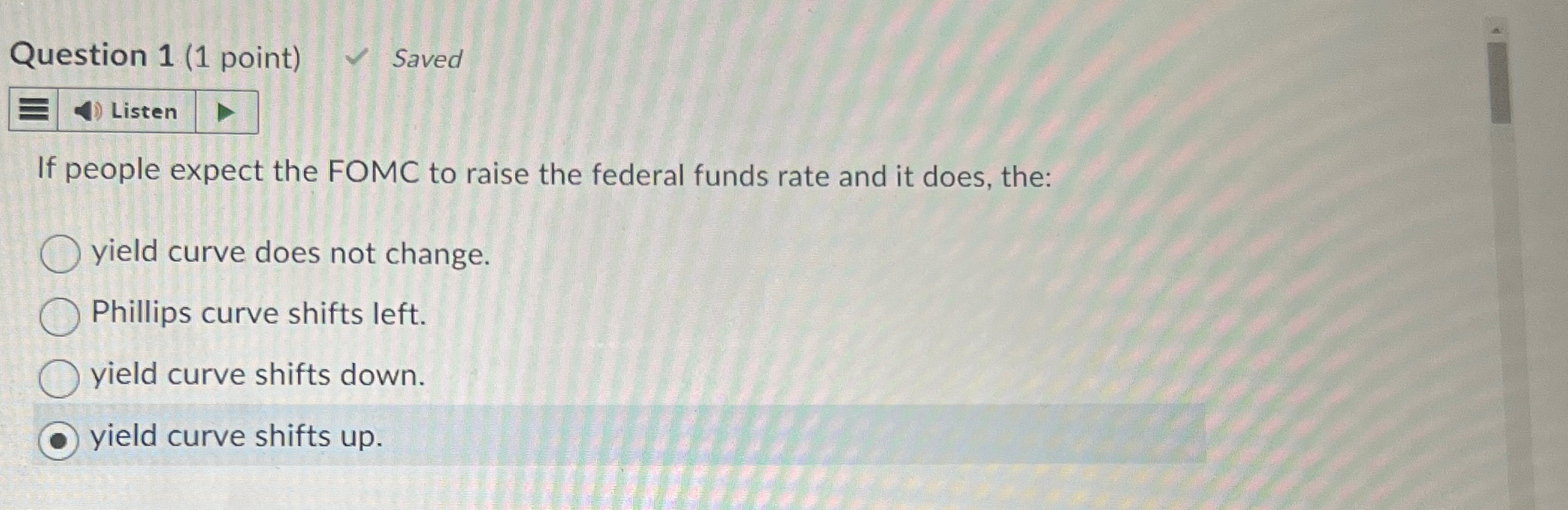 Solved Question 1 (1 ﻿point) ﻿SavedIf people expect the | Chegg.com