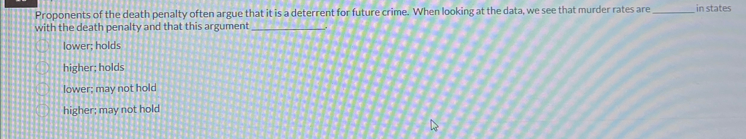 Solved Proponents of the death penalty often argue that it | Chegg.com