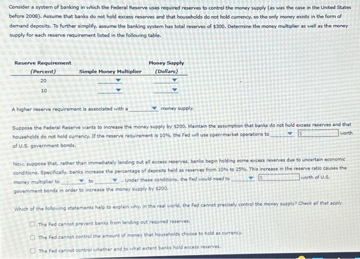 Solved Consider a system of banking in which the Federal | Chegg.com