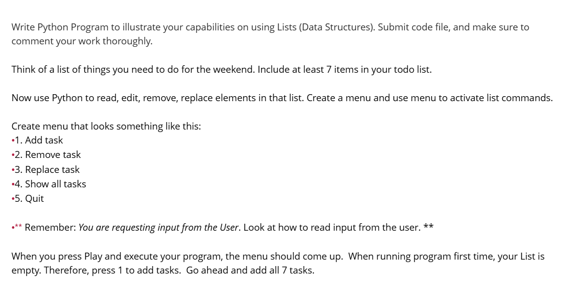 Solved Write Python Program to illustrate your capabilities | Chegg.com