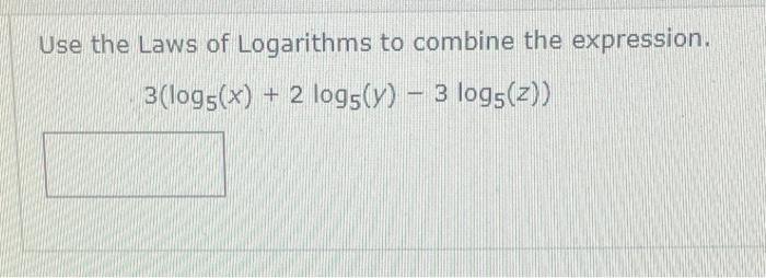 Solved Use the Laws of Logarithms to combine the expression. | Chegg.com