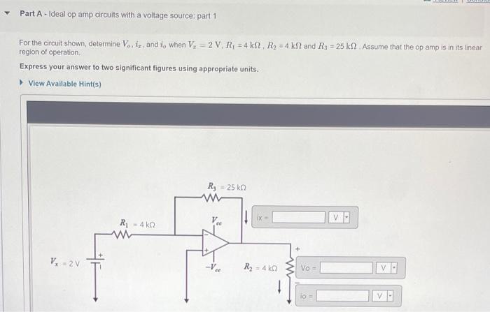Solved Part A - Ideal op amp circuits with a voltage source: | Chegg.com