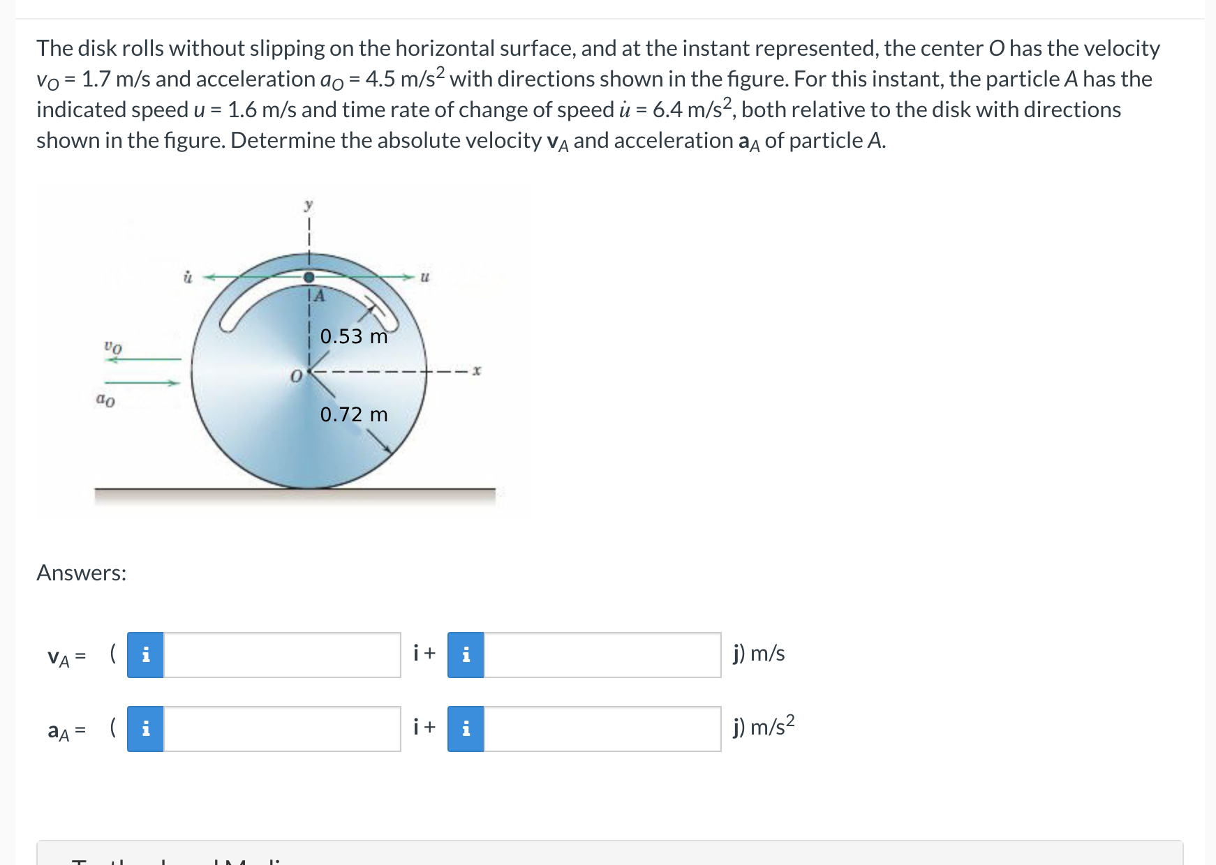 Solved The disk rolls without slipping on ﻿the horizontal | Chegg.com