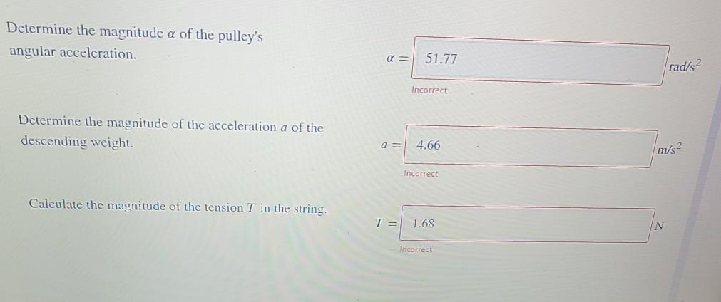 Solved A 250-g mass hangs from a string that is wrapped | Chegg.com