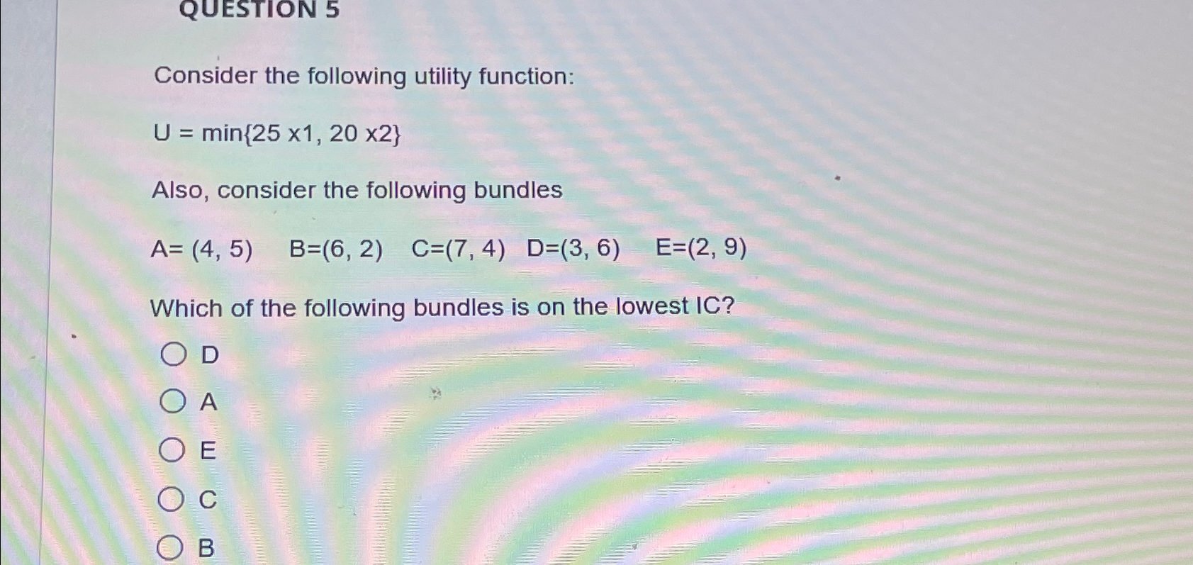 Solved Consider the following utility | Chegg.com