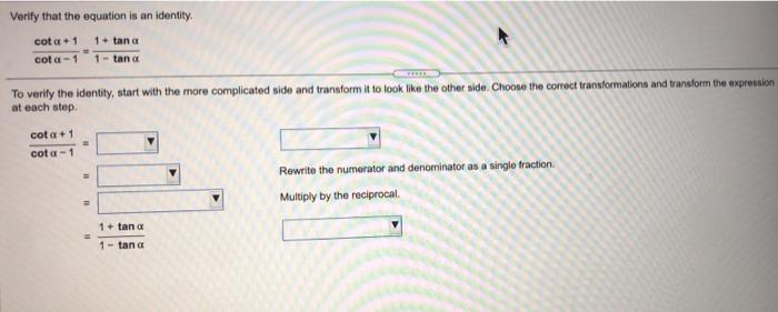 Solved Use one of the cofunction identities to complete the | Chegg.com