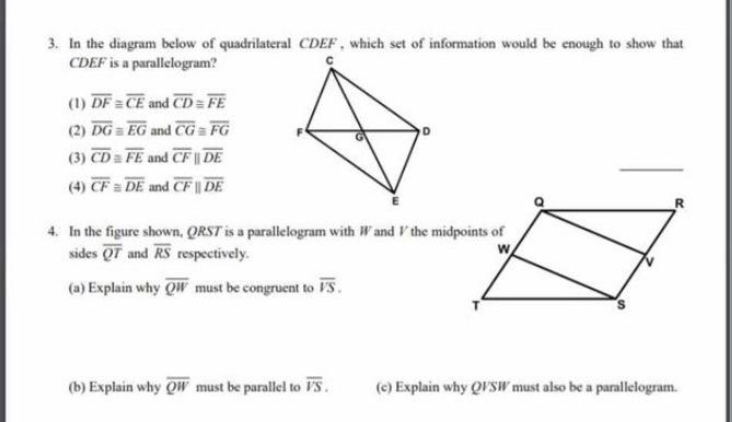 Solved 3. In the diagram below of quadrilateral CDEF, which | Chegg.com