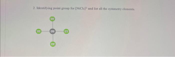 Solved 2. Identifying point group for [NiCl4]2− and list all | Chegg.com