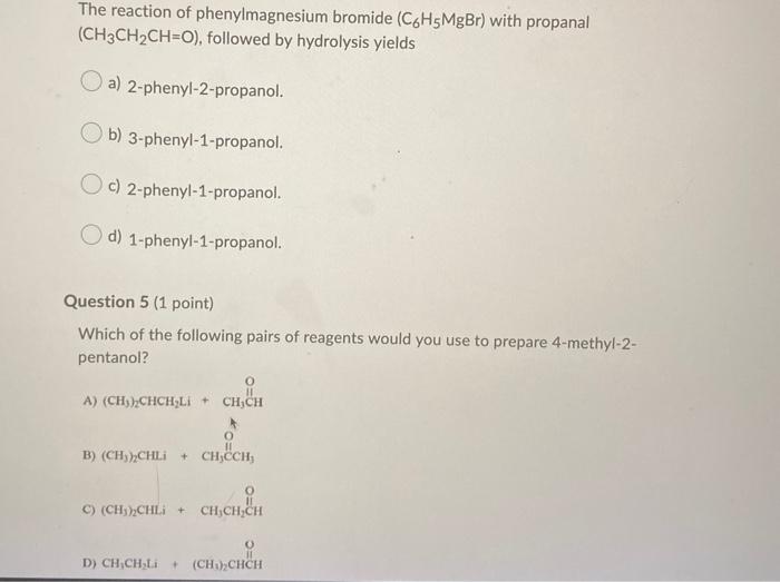 Solved The reaction of phenylmagnesium bromide (C6H5MgBr) | Chegg.com