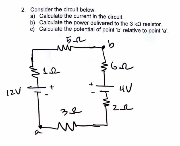Solved Consider the circuit below.a) ﻿Calculate the current | Chegg.com