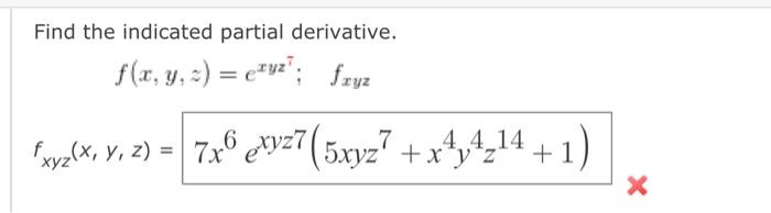 Solved Find the indicated partial derivative. | Chegg.com