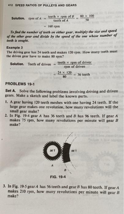 Solved 412 SPEED RATIOS OF PULLEYS AND GEARS Solution. rpm | Chegg.com
