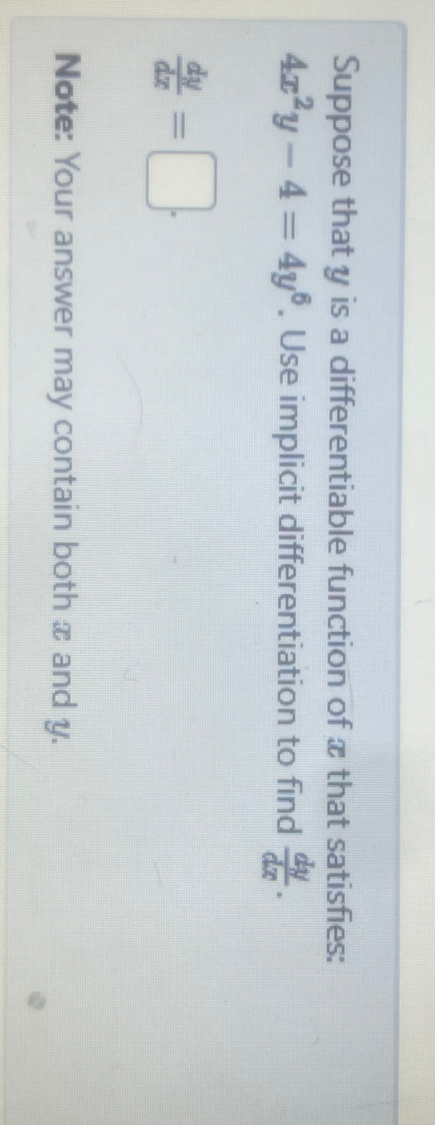 Solved Suppose that y ﻿is a differentiable function of x | Chegg.com
