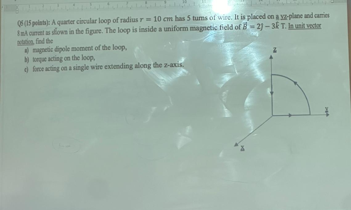 Solved Q5 (15 ﻿points): A quarter circular loop of radius | Chegg.com