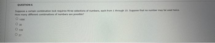 Solved QUESTION Suppose certain combination lock requires | Chegg.com Solved QUESTION Suppose certain combination lock requires | Chegg.com
