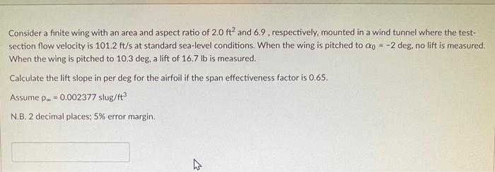 Solved Consider a finite wing with an area and aspect ratio | Chegg.com