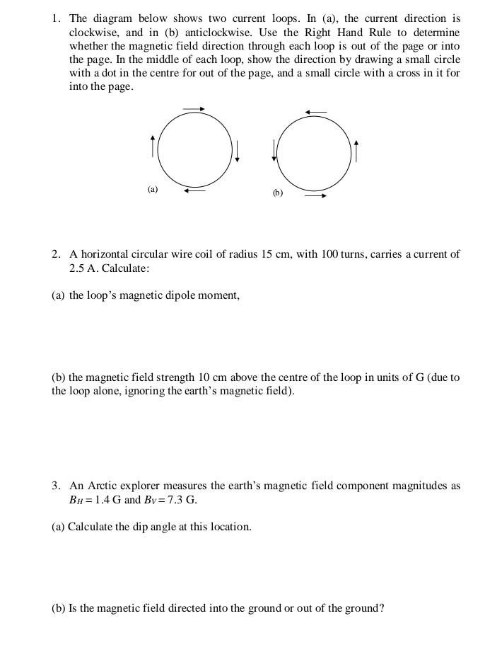 Solved 1. The diagram below shows two current loops. In (a), | Chegg.com