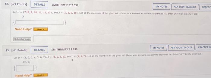 Solved A1 3. [−/1 Points ] SMITHNM132.2.030. a U CUse set | Chegg.com