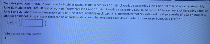 Solved Soundex produces x Model A radios and y Model B | Chegg.com