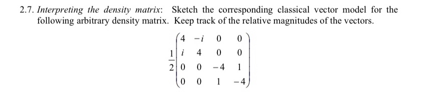 Solved 2.7. ﻿Interpreting the density matrix: Sketch the | Chegg.com