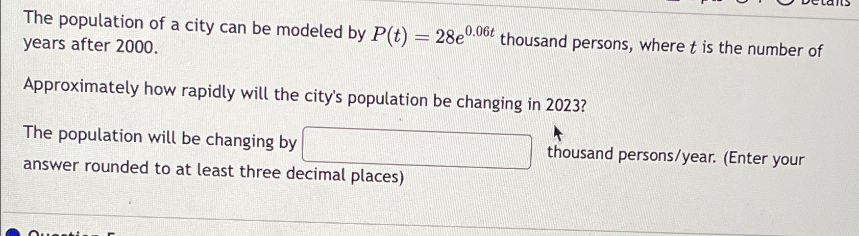 Solved The population of a city can be modeled by | Chegg.com