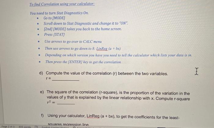 Solved Objectives: - Compute the correlation coefficient - | Chegg.com