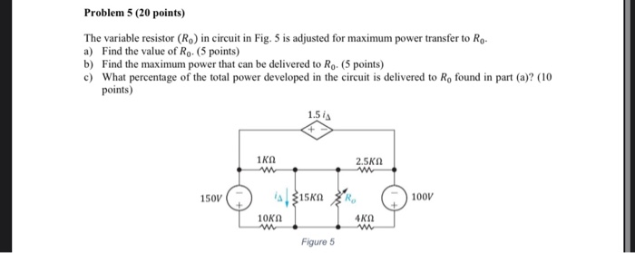 Solved Problem 5 (20 points) The variable resistor (Ro) in | Chegg.com