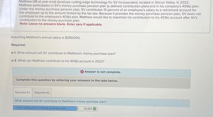 Solved Matthew (48 at year-end) develops cutting-edge | Chegg.com