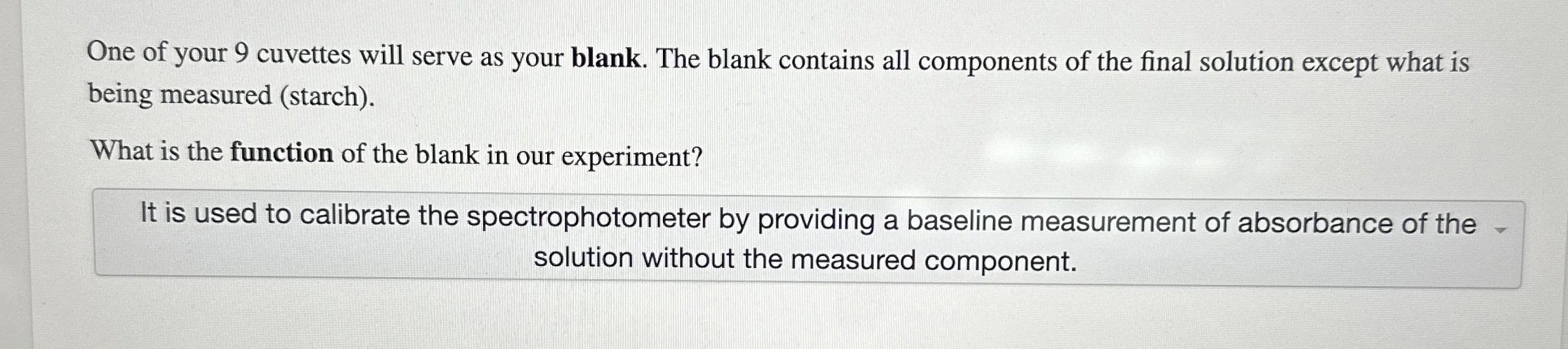 Solved One of your 9 ﻿cuvettes will serve as your blank. The | Chegg.com