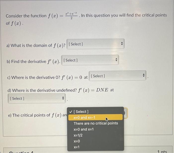 Solved Consider the function f(x)=2ex+e−x. In this question | Chegg.com