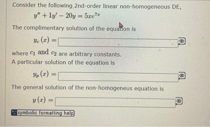 Solved Consider the following.2nd-order linear | Chegg.com