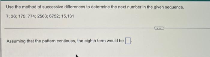 Solved Use the method of successive differences to determine | Chegg.com
