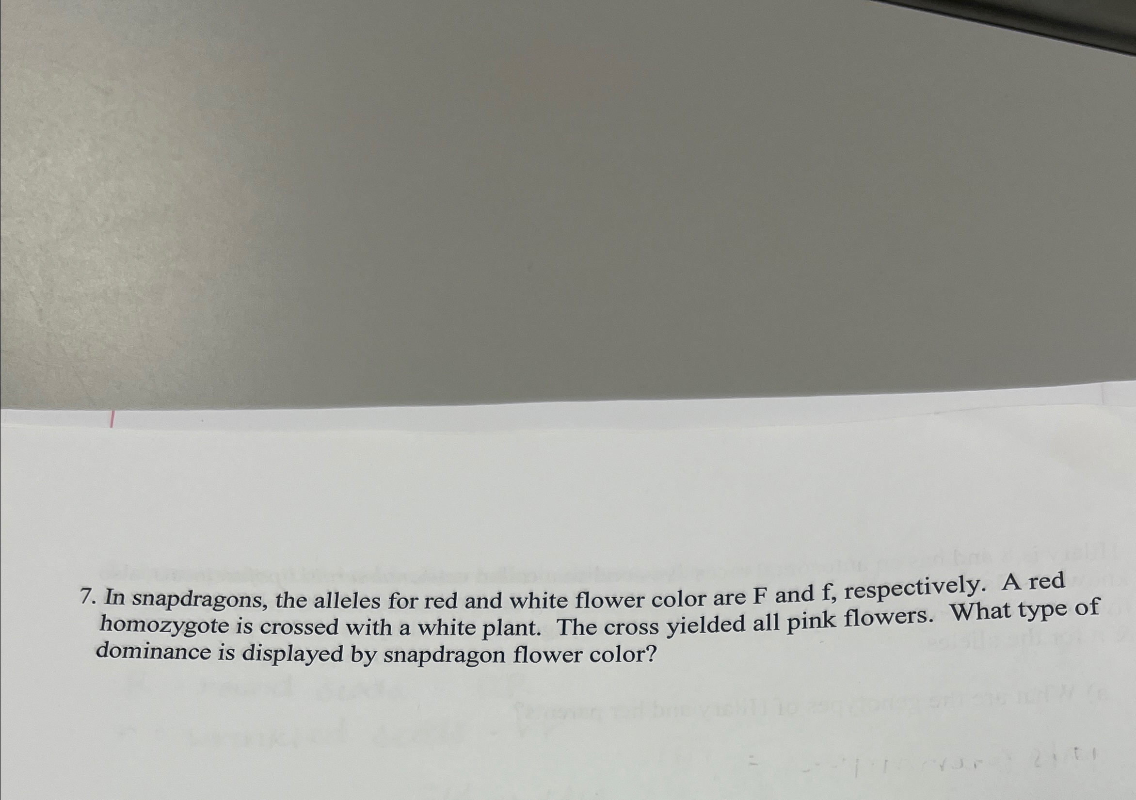 Solved In snapdragons, the alleles for red and white flower | Chegg.com