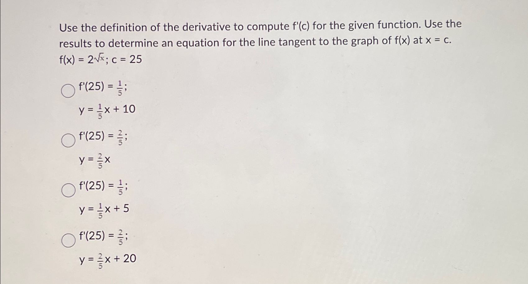 Solved Use the definition of the derivative to compute f'(c) | Chegg.com