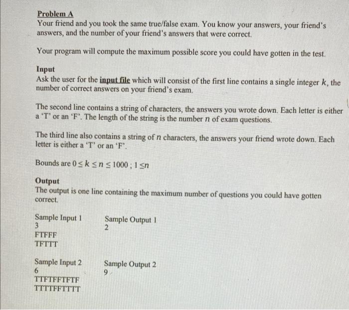Solved Problem A Your friend and you took the same | Chegg.com