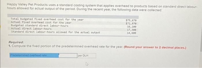 Solved Happy Valley Pet Products uses a standard costing | Chegg.com