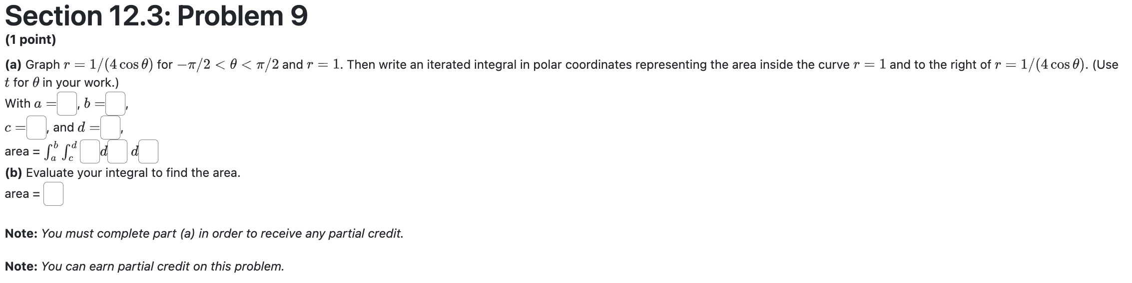 Solved Section 12.3: Problem 9(1 ﻿point) t ﻿for θ ﻿in your | Chegg.com