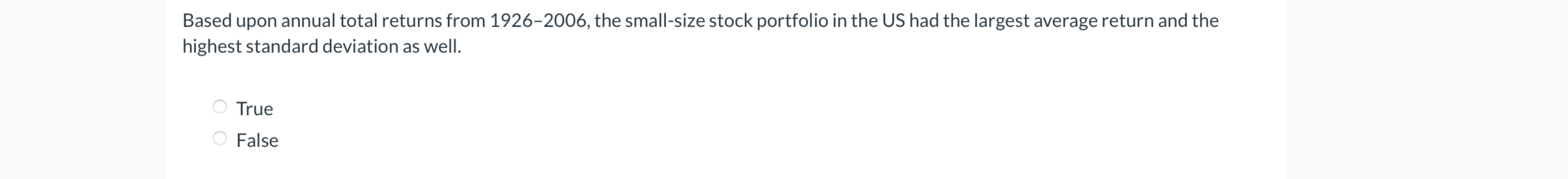 Solved Based upon annual total returns from 1926-2006, ﻿the | Chegg.com