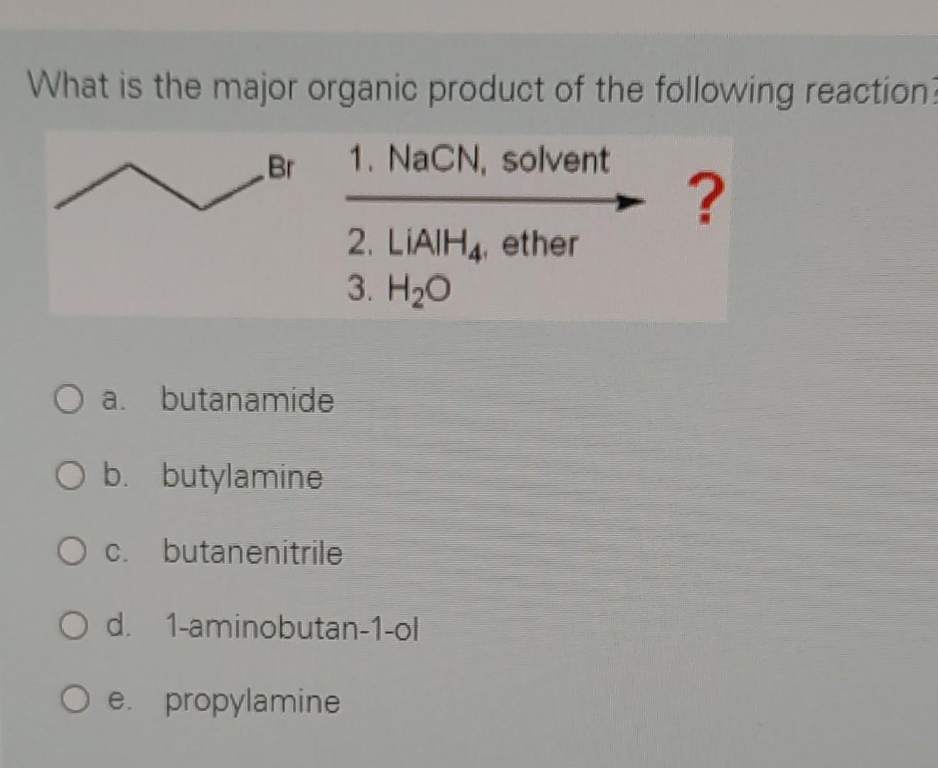 Solved What is the major organic product of the following | Chegg.com