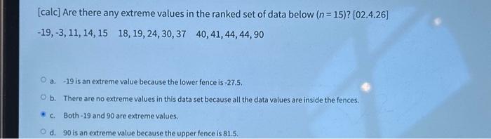 Solved [calc] Are there any extreme values in the ranked set | Chegg.com