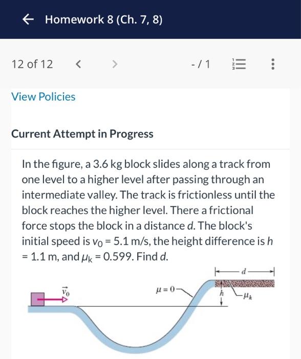 Solved In the figure, a 3.6 kg block slides along a track | Chegg.com