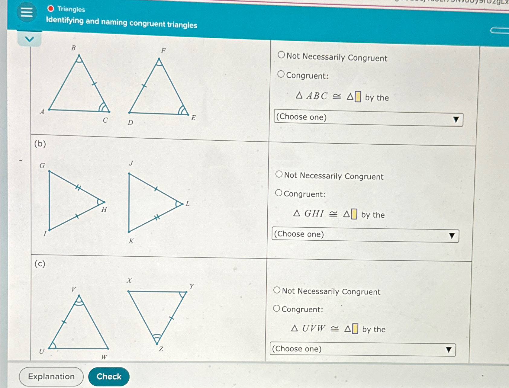 Solved TrianglesIdentifying and naming congruent | Chegg.com Solved TrianglesIdentifying and naming congruent | Chegg.com