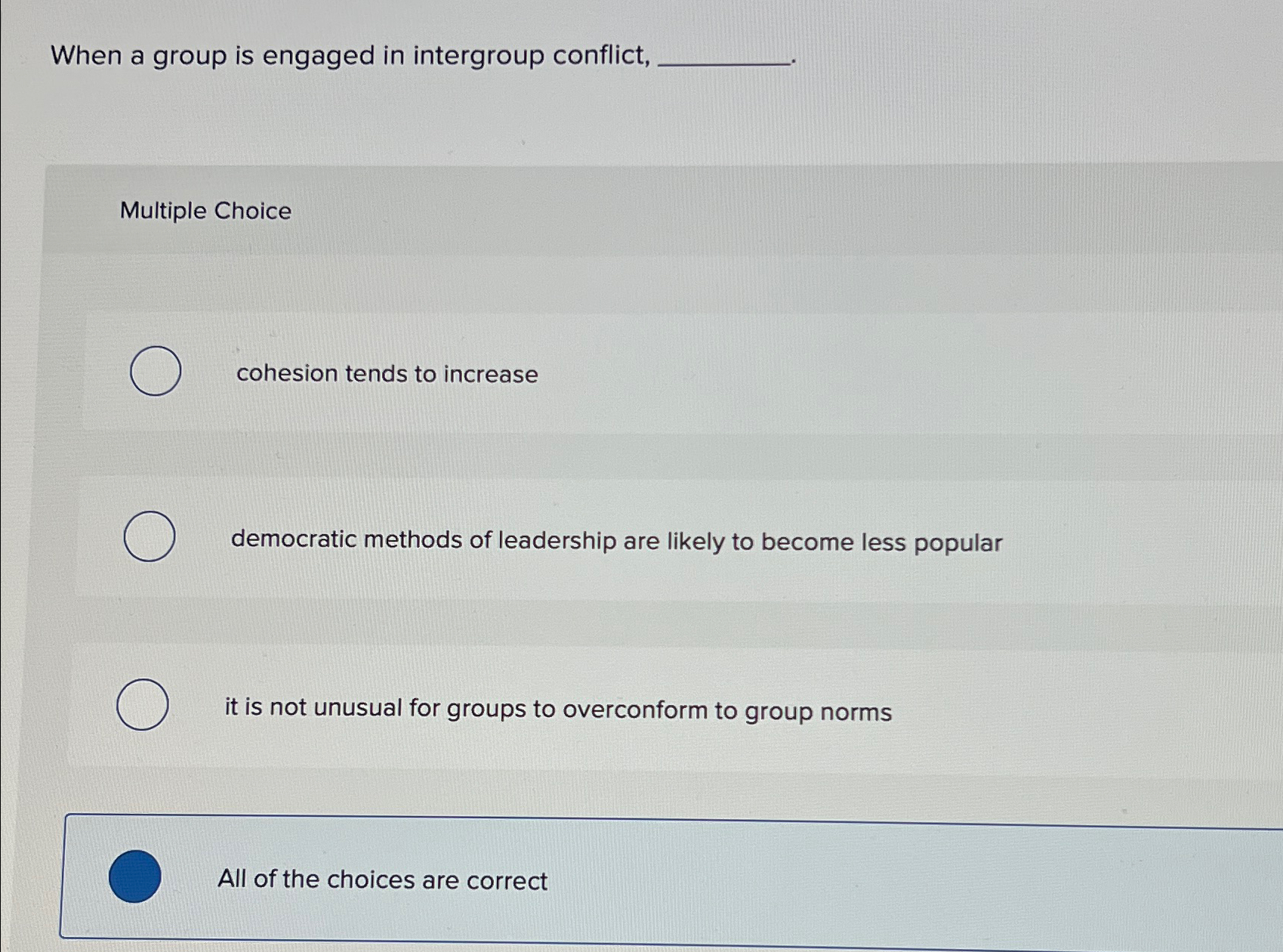 Solved When a group is engaged in intergroup | Chegg.com