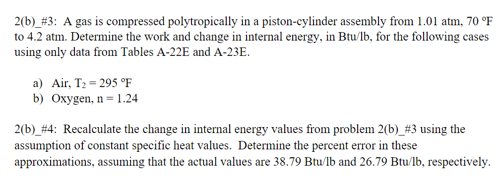 Solved 2(b)_#3: A gas is compressed polytropically in a | Chegg.com