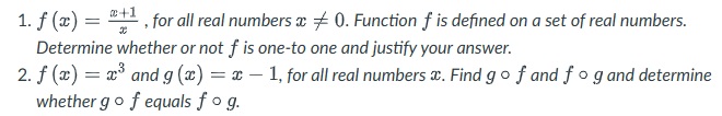 Solved f(x)=x+1x, ﻿for all real numbers x≠0. ﻿Function f ﻿is | Chegg.com