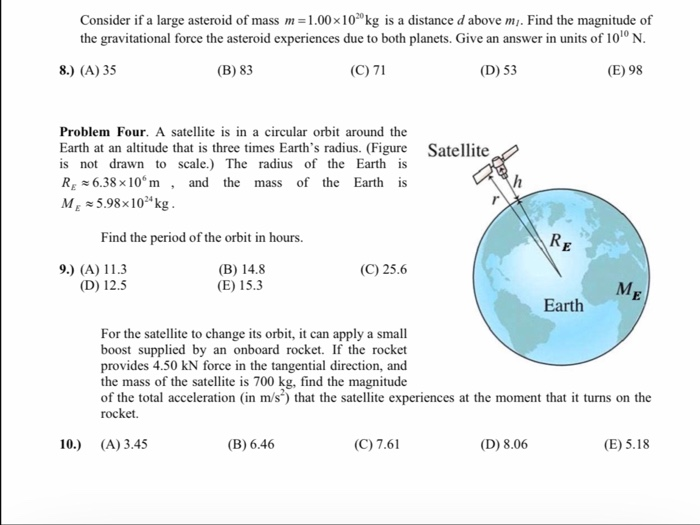 Solved A Satellite Is In A Circular Orbit Around The Earth