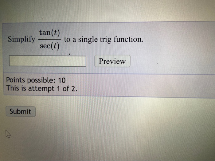 Solved Simplify sec(t)cot(t) to a single trig function. | Chegg.com