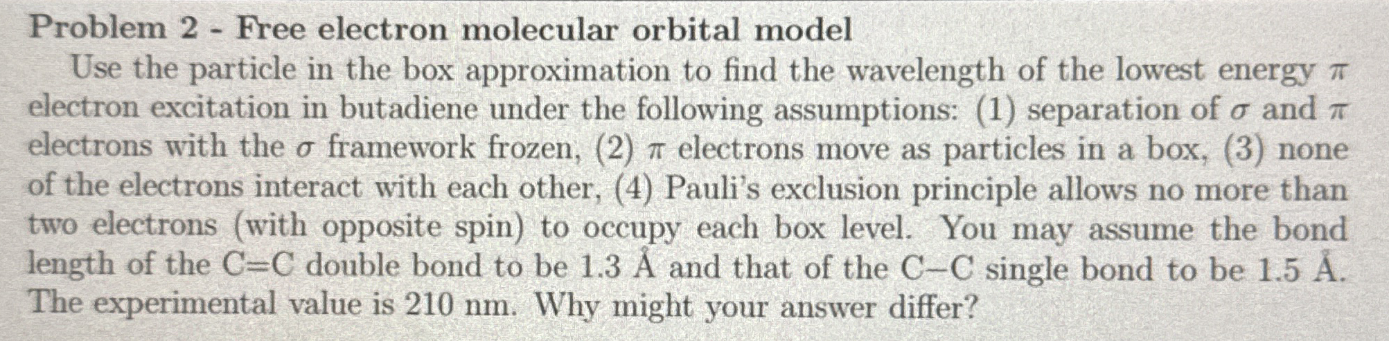 Solved Problem 2 - ﻿Free electron molecular orbital modelUse | Chegg.com