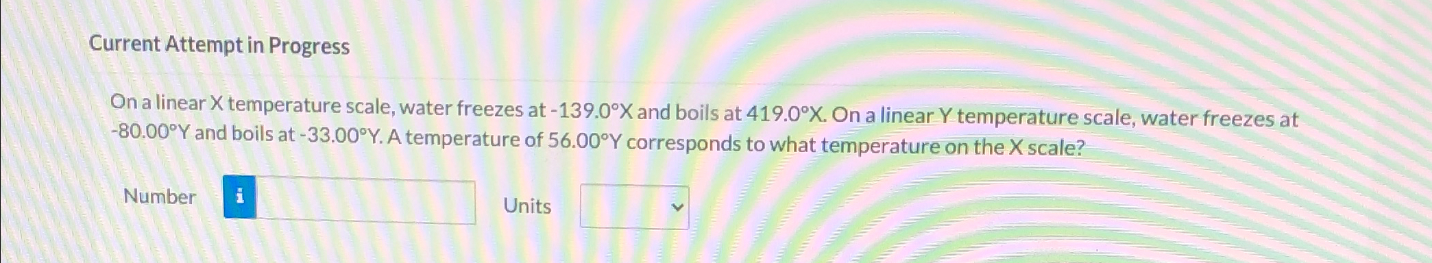 Solved Current Attempt in ProgressOn a linear x ﻿temperature | Chegg.com