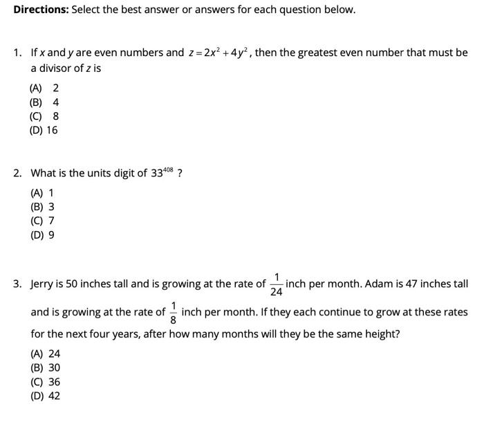 Solved 1. If x and y are even numbers and z=2x2+4y2, then | Chegg.com